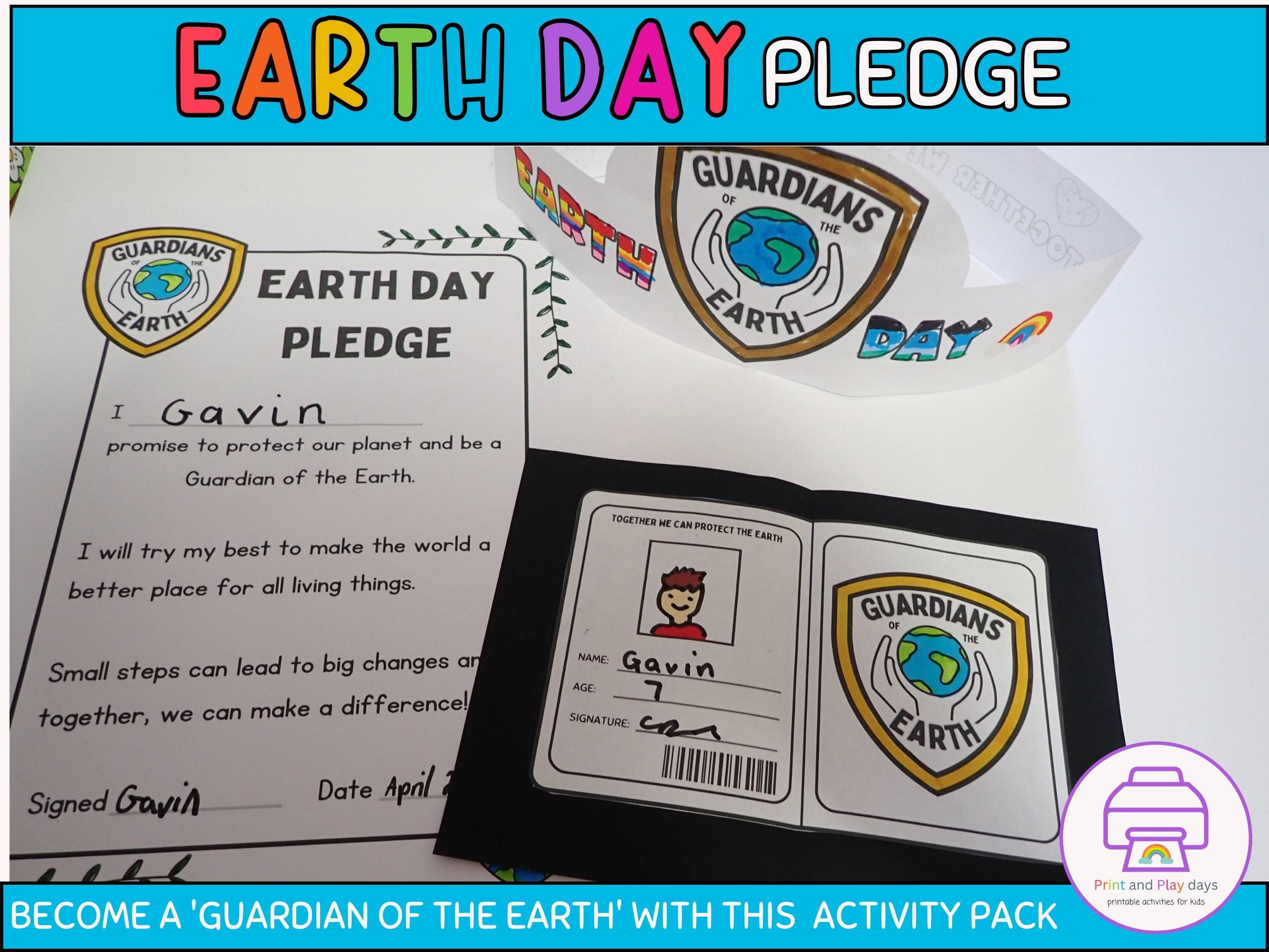 Earth Day Printable Pledge Activity for Kids | Earth Day Headbands ...