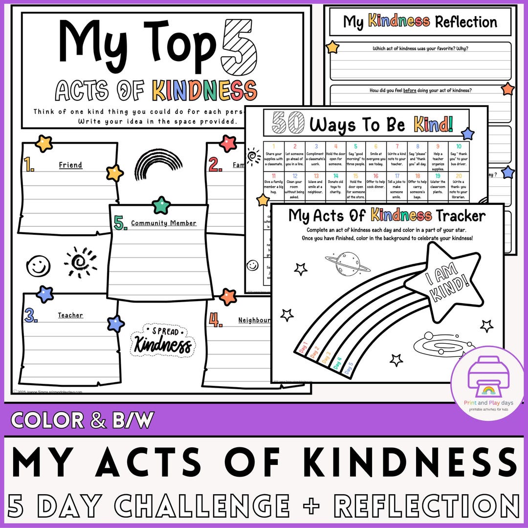 Acts of Kindness Challenge for Kids | Random Acts of Kindness Activity ...
