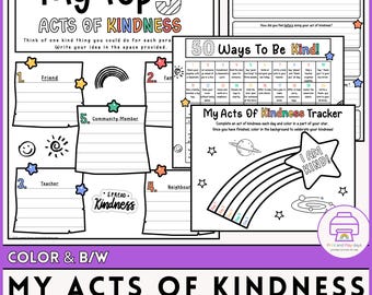 Random Acts of Kindness Week Challenge: Kids Activity, Planner, Tracker ...