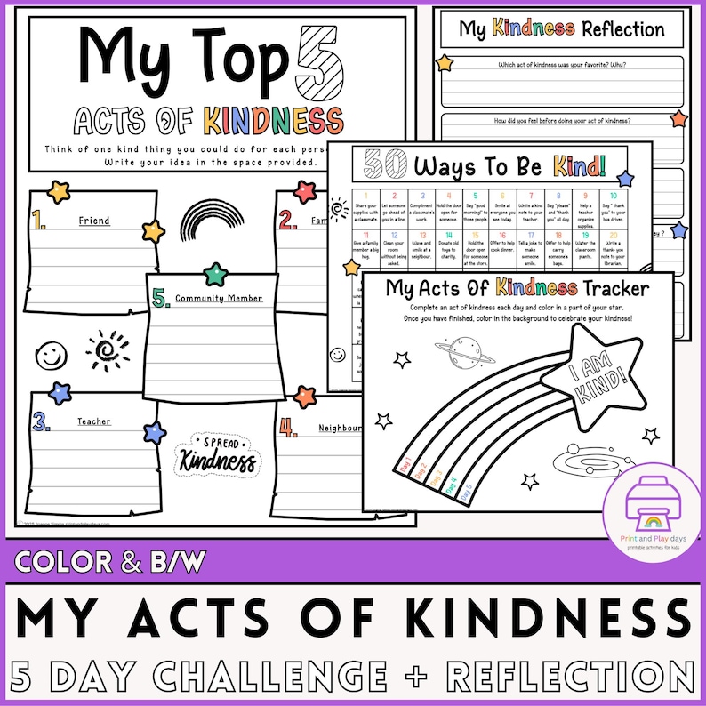 Acts of Kindness Challenge for Kids | Random Acts of Kindness Activity ...
