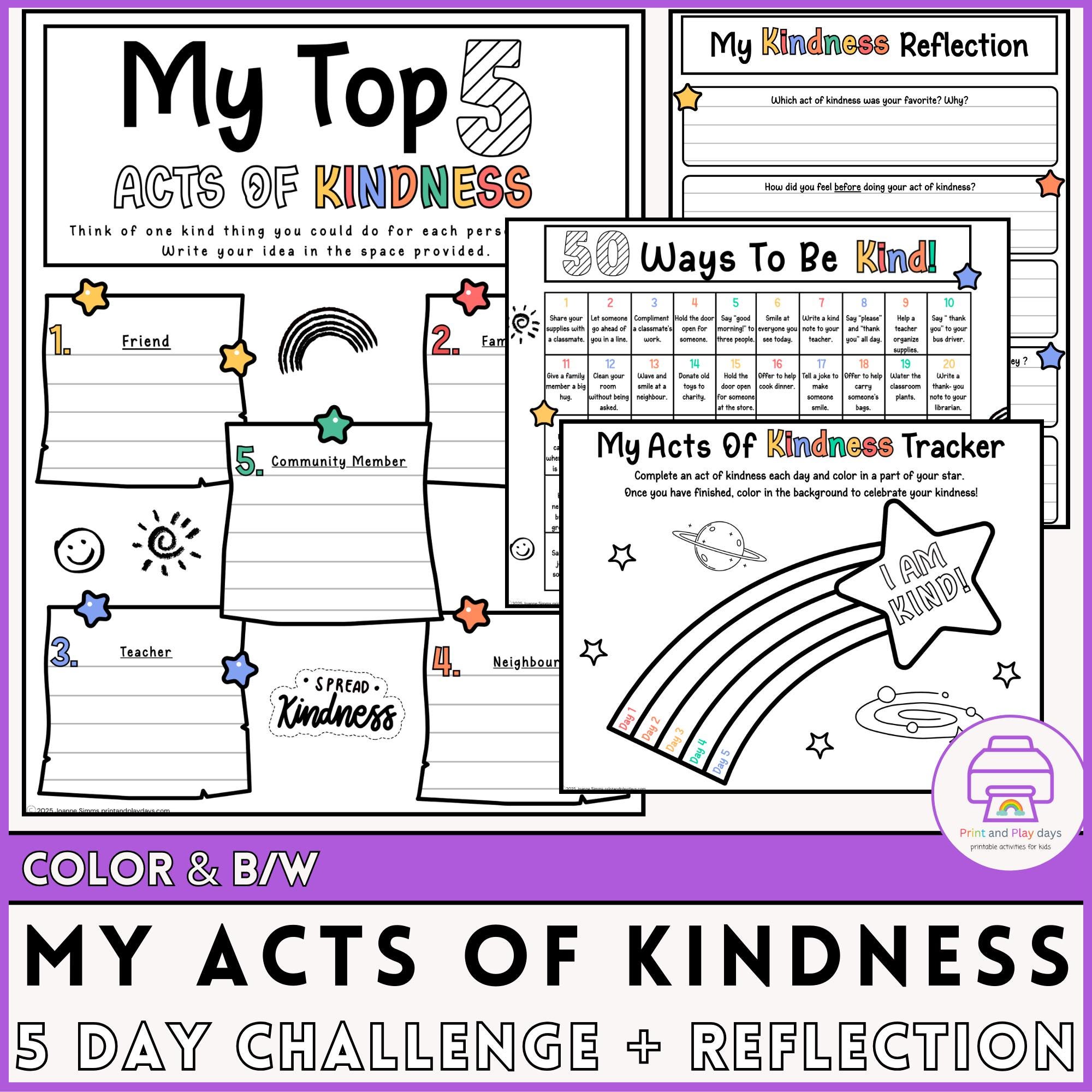 Acts of Kindness Challenge for Kids | Random Acts of Kindness Activity ...