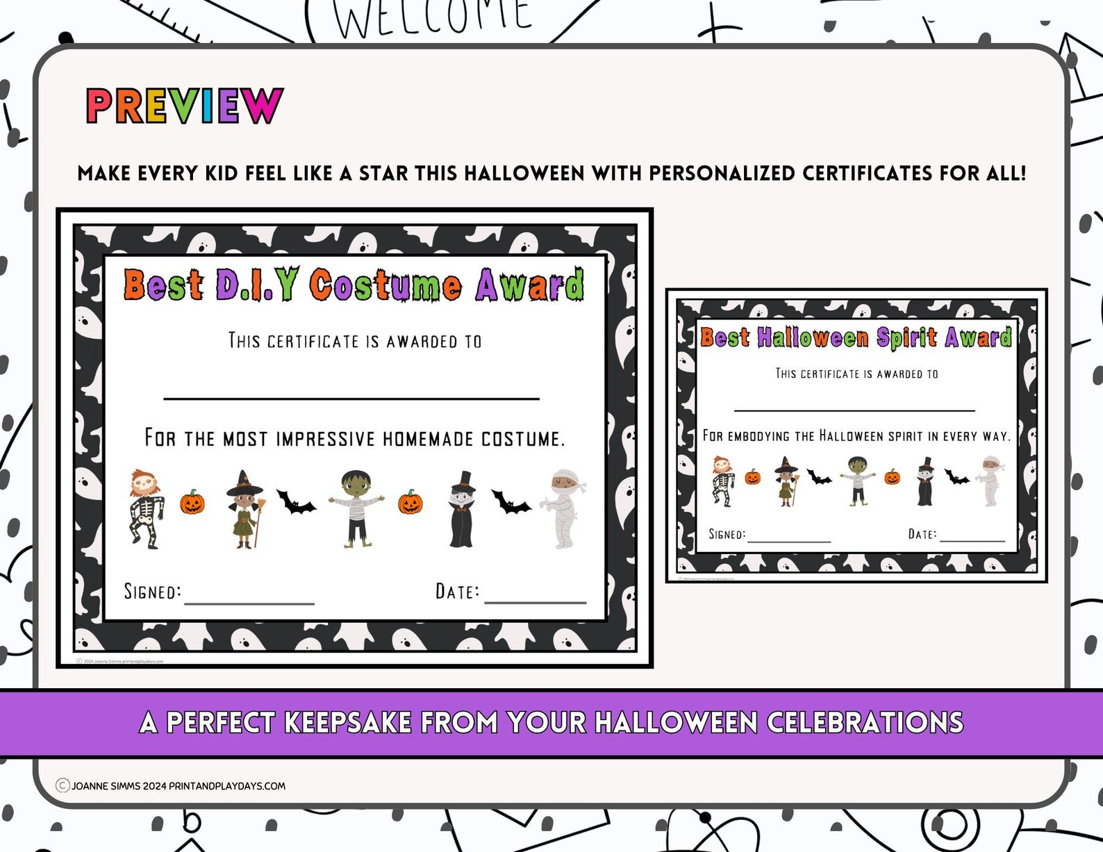 Halloween Costume Certificates | Best Costume Certificates | Halloween ...