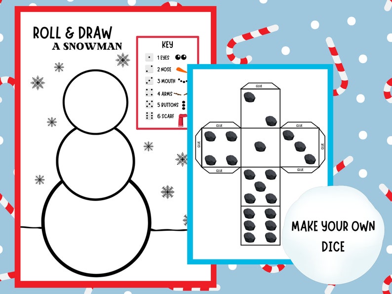 Roll A Dice Game Build A Snowman |D.I.Y Dice Template | Winter Themed ...