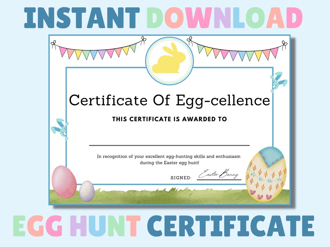 Easter Egg Hunt Participation Certificate Easter Bunny Certificate Etsy
