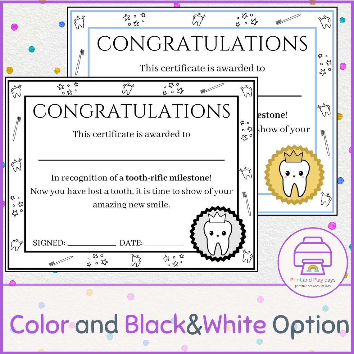 I Lost a Tooth Certificate Tooth Fairy Certificate - Etsy