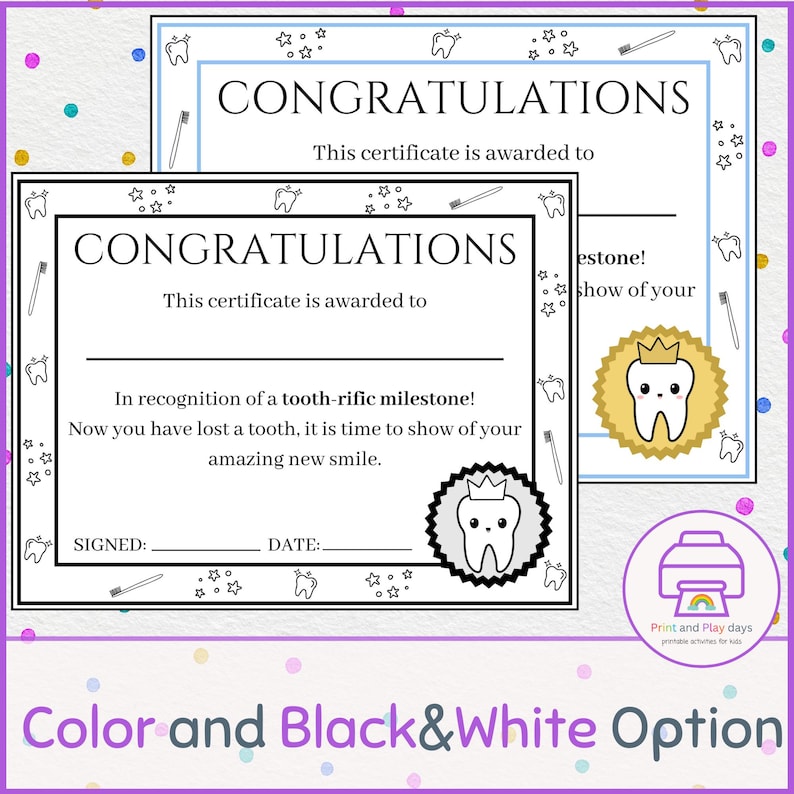 I Lost a Tooth Certificate | Tooth Fairy Certificate - Etsy