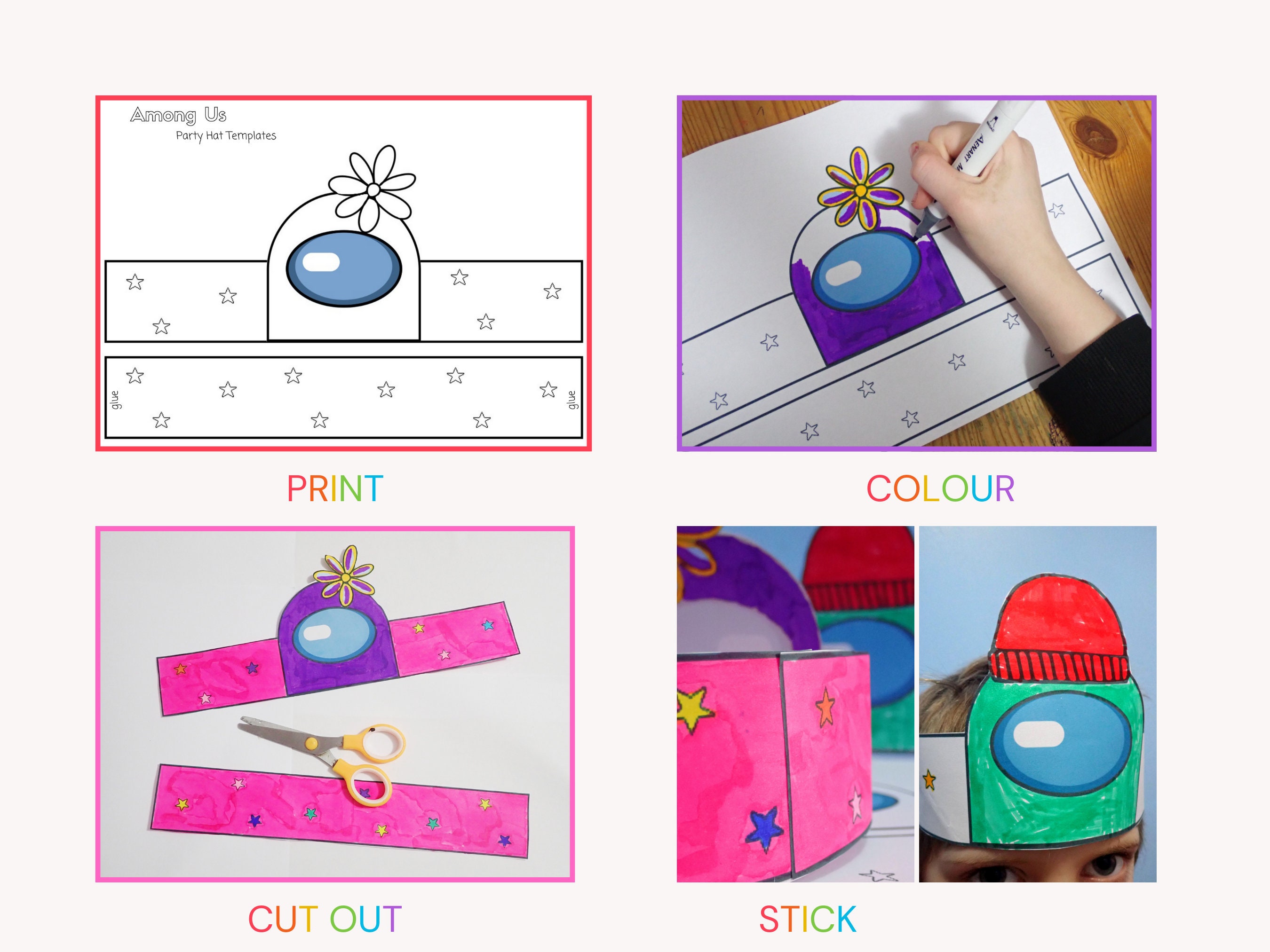 Among Us Birthday Hat Printable Templates 10 Among Us Themed Party Hat ...