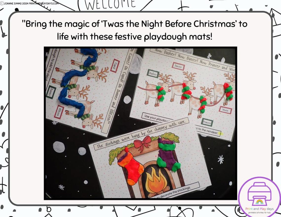 Christmas Playdough Mats | Twas the Night Before Christmas Activity for ...