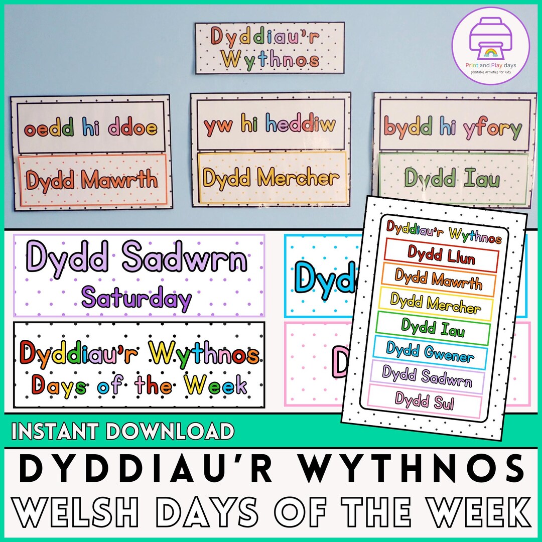 Welsh Days of the Week Poster: Rainbow Classroom Decor (digital ...