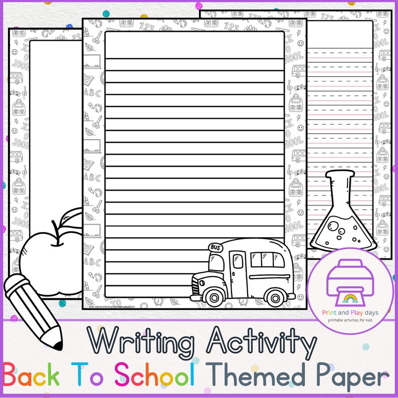 Back to School Writing Paper for Kids | Handwriting Lined Paper - Etsy