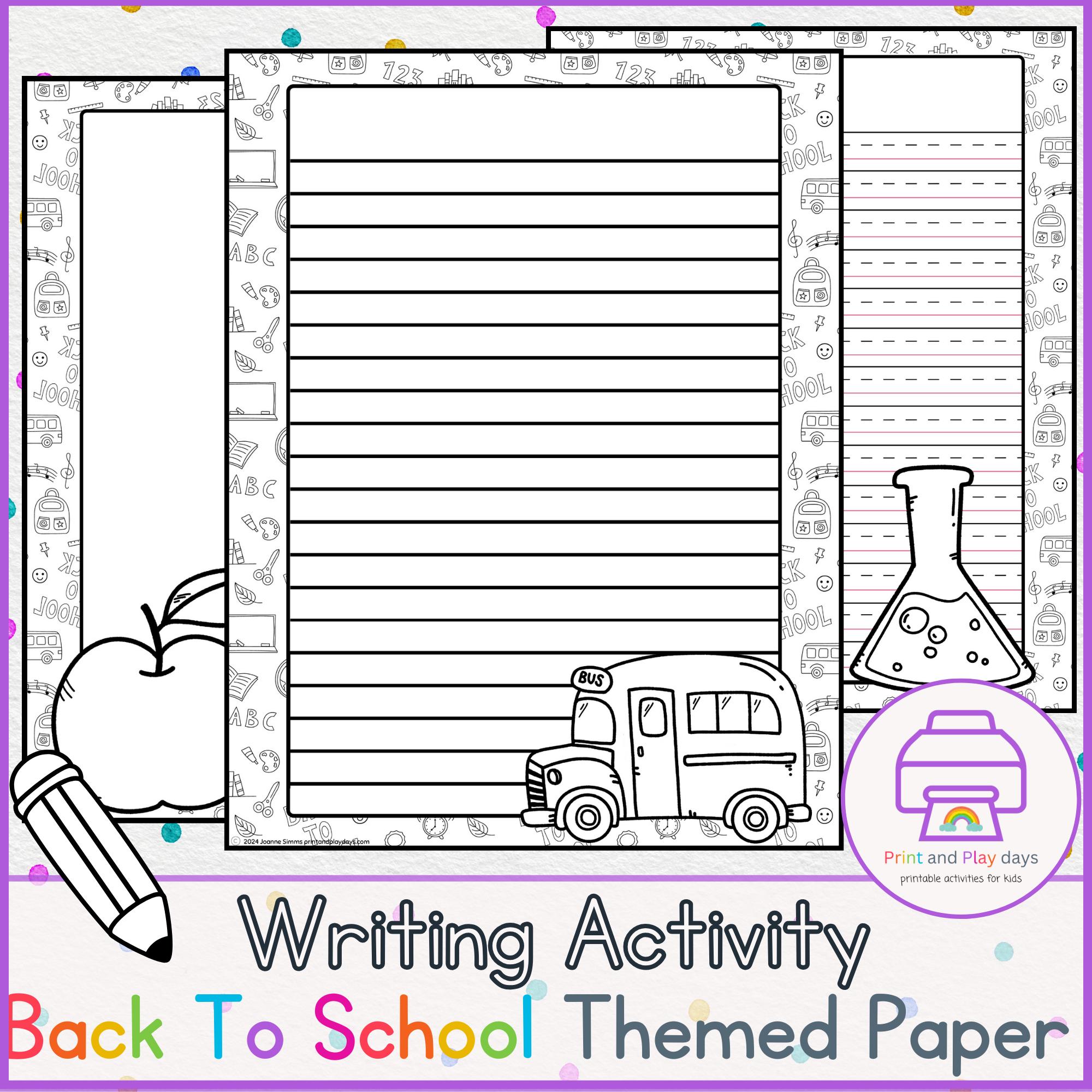 Back to School Writing Paper for Kids | Handwriting Lined Paper - Etsy