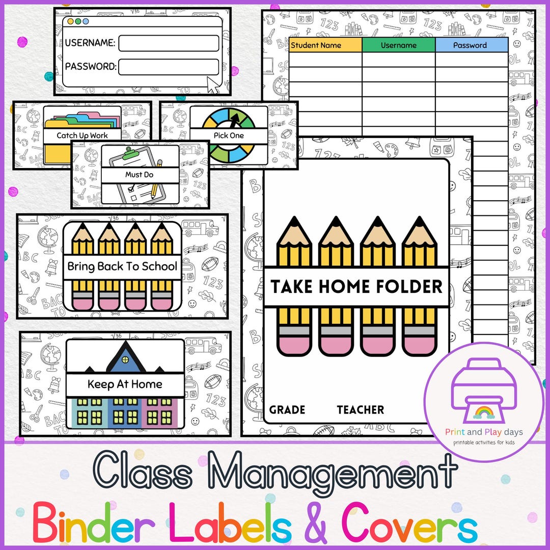 Binder Organization Labels and Covers for Teachers | Password Labels ...