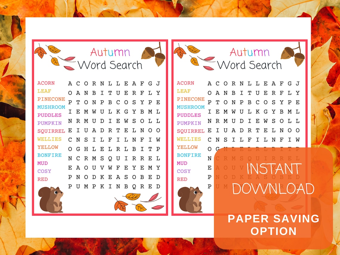 Autumn Themed Word Search for Kids | Autumn Activities for Kids ...