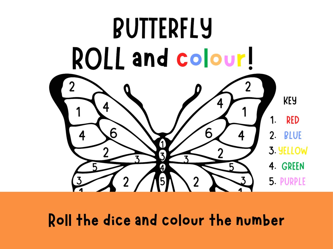 Butterfly Roll and Colour Activity Sheet With Dice Template | Roll and ...