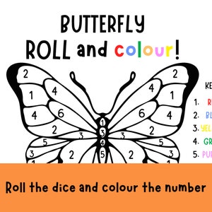 Butterfly Roll and Colour Activity Sheet With Dice Template - Etsy ...