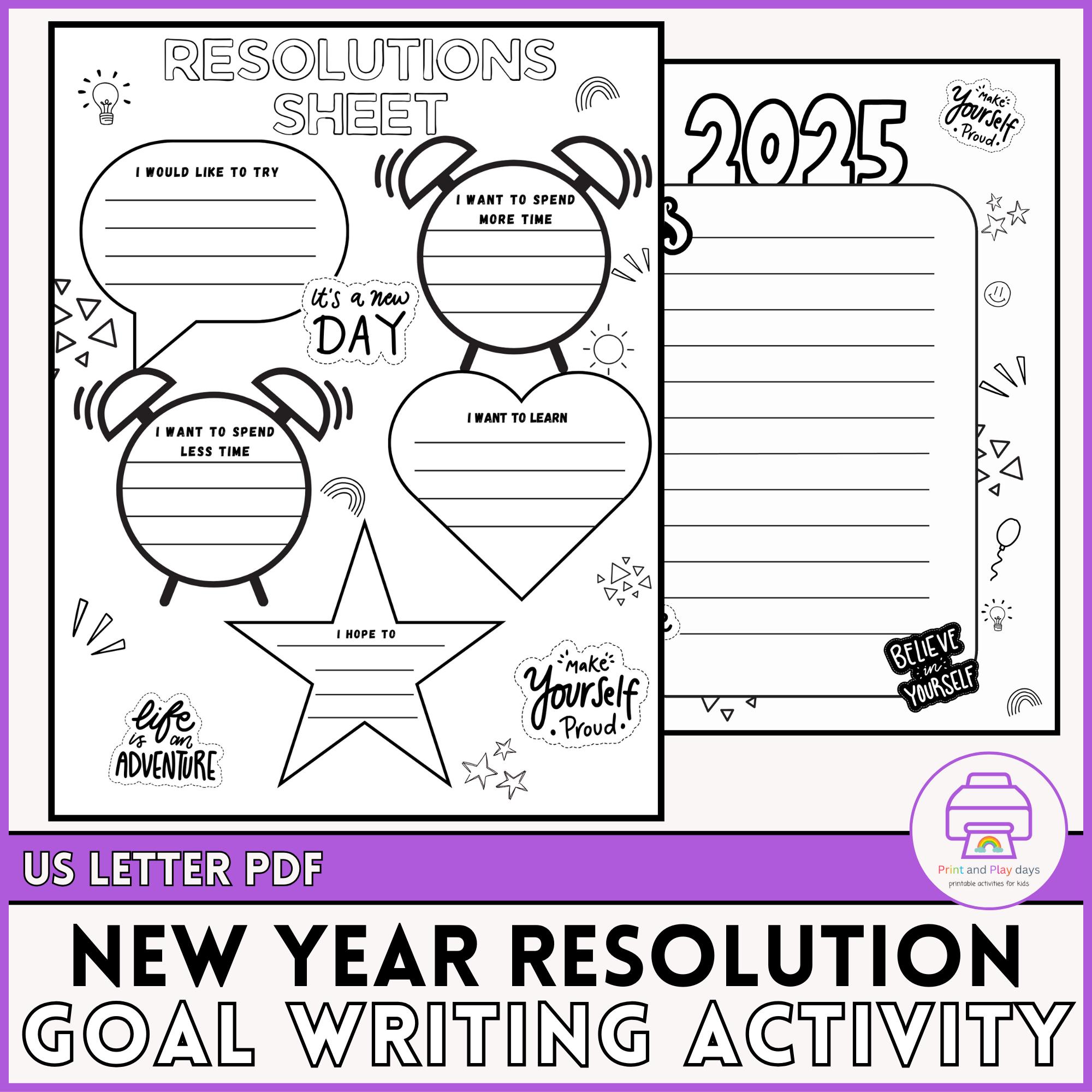 Worksheets For Jr Free New Year's Resolution Printables The Best