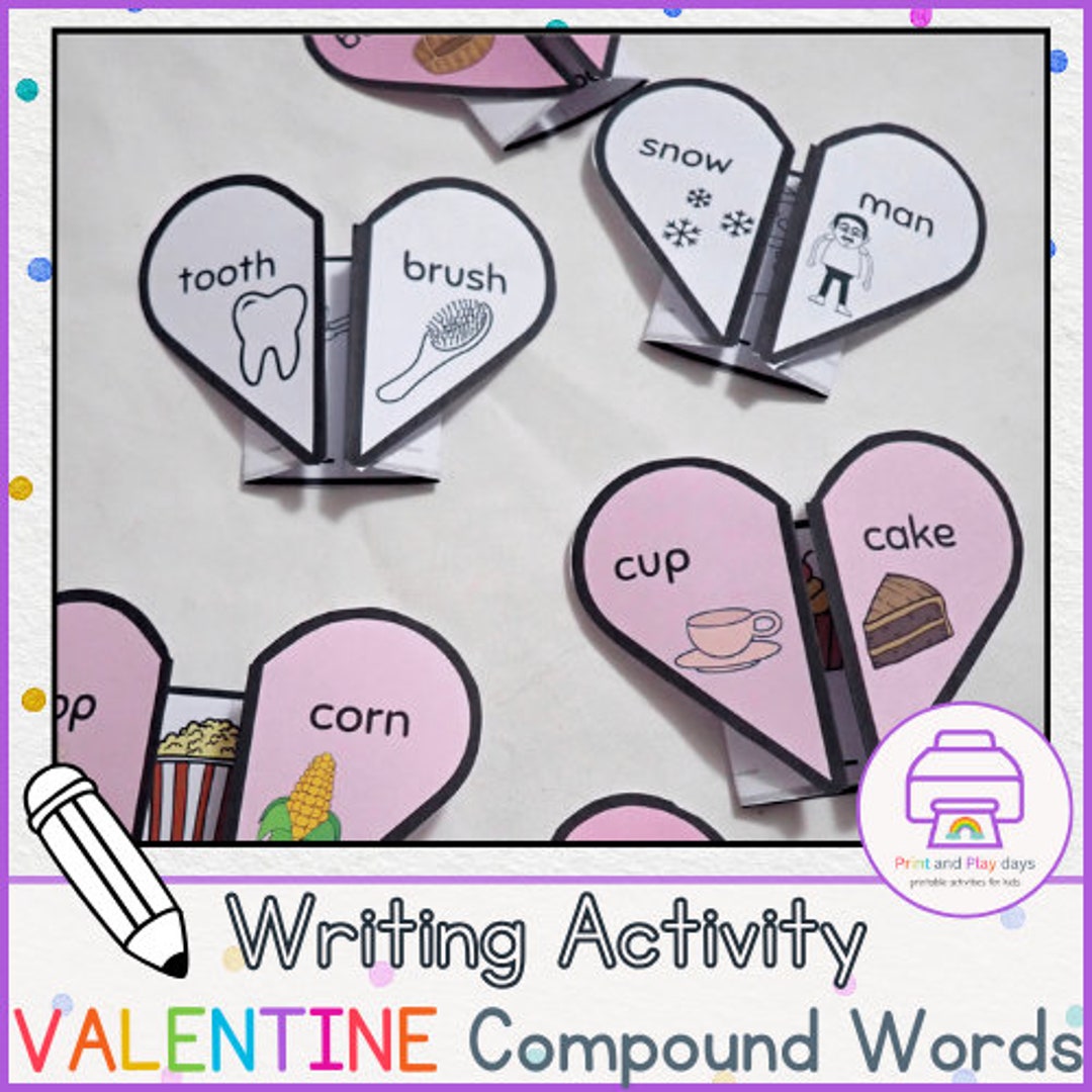 Valentine Heart Compound Words Activity | Homeschool Printable ...