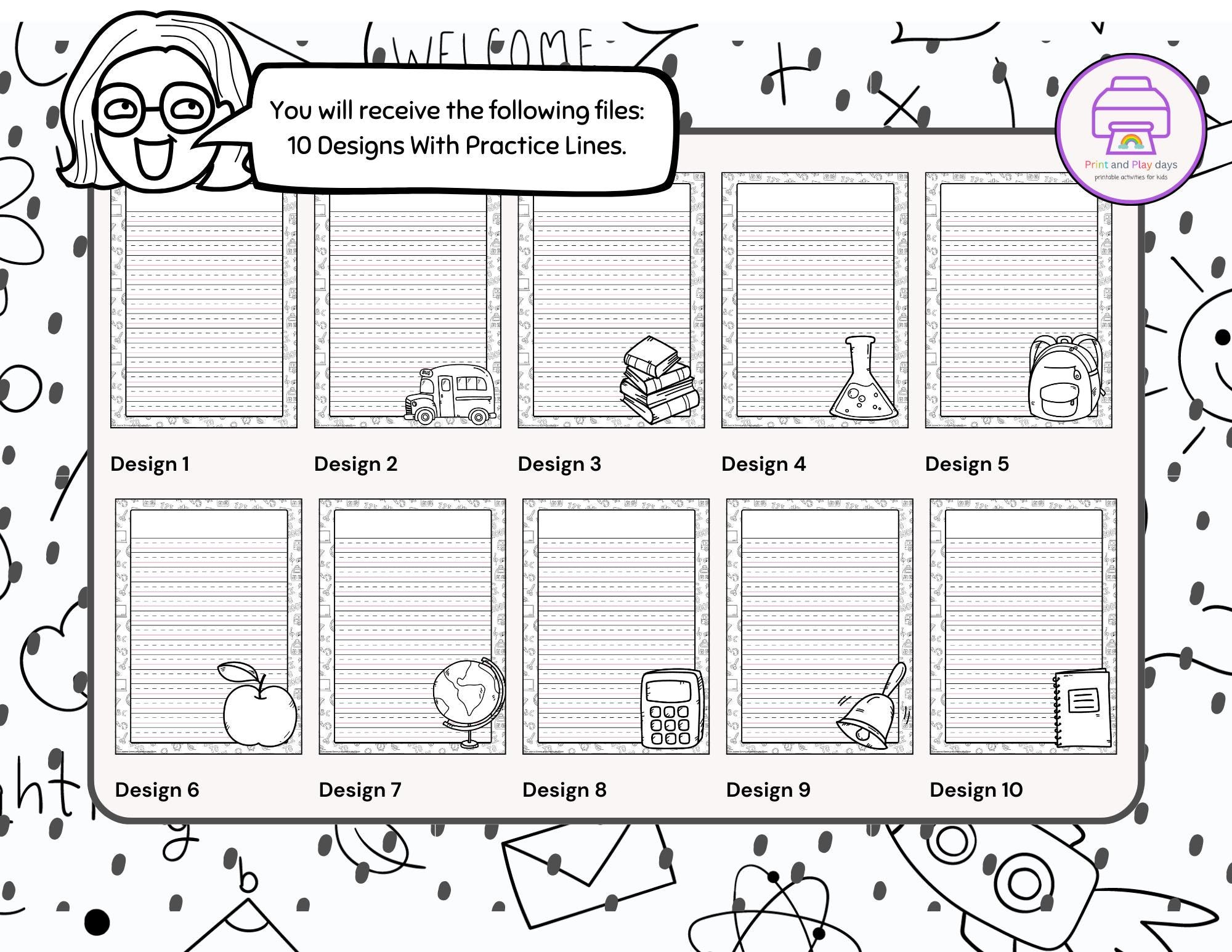 Back to School Writing Paper for Kids | Handwriting Lined Paper - Etsy