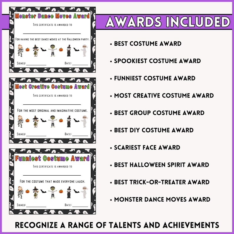 Halloween Costume Certificates | Best Costume Certificates | Halloween ...