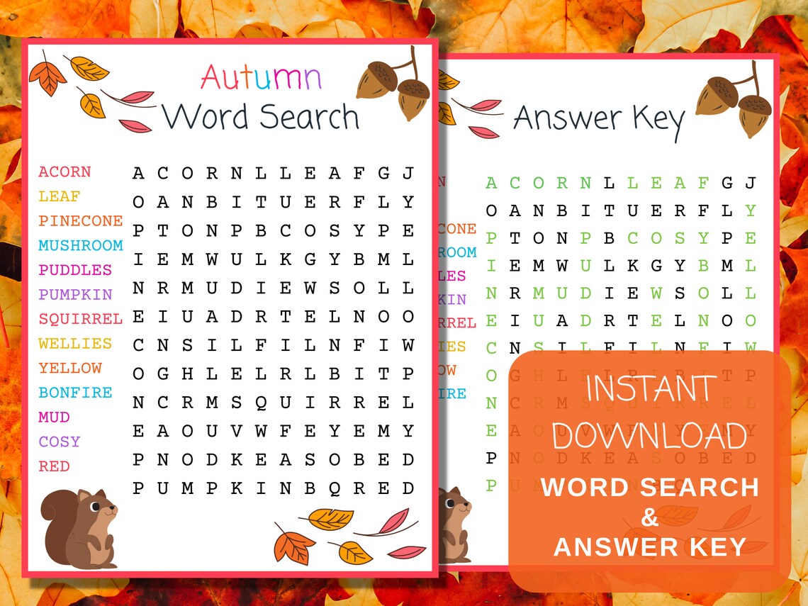 Autumn Themed Word Search for Kids | Autumn Activities for Kids ...