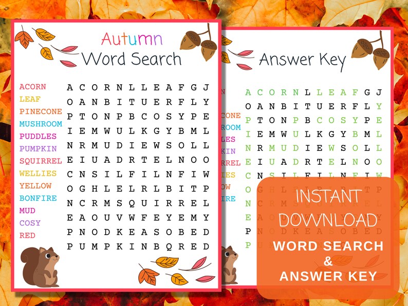 Autumn Themed Word Search for Kids | Autumn Activities for Kids ...