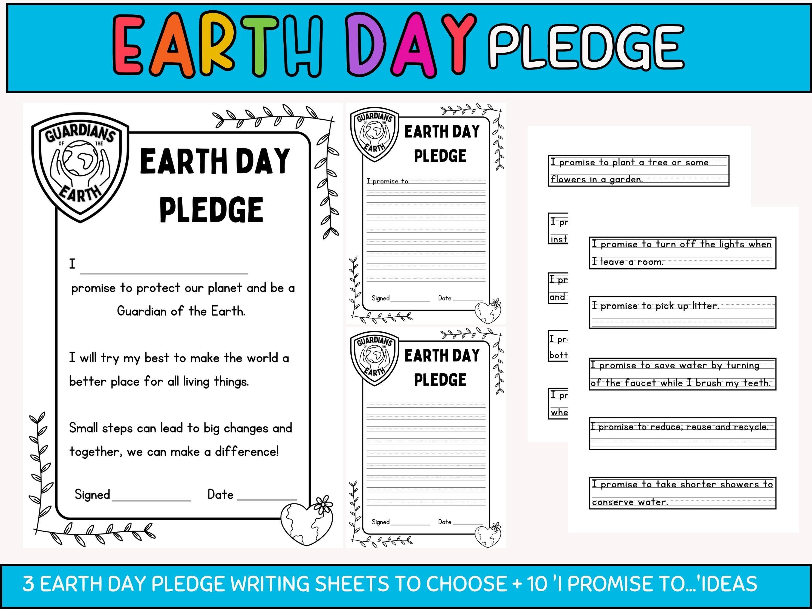Earth Day Printable Pledge Activity for Kids | Earth Day Headbands ...