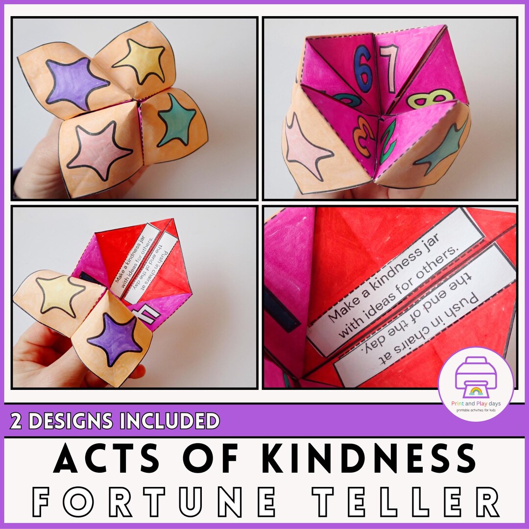 Acts of Kindness Fortune Teller: Printable Cootie Catcher Activity ...