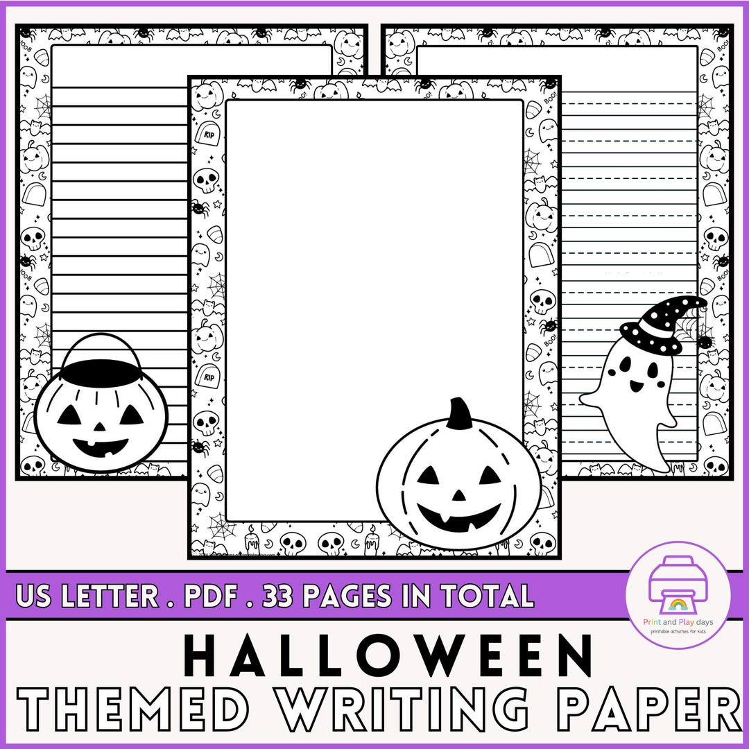 Halloween Themed Writing Paper With Borders | Halloween Classroom ...