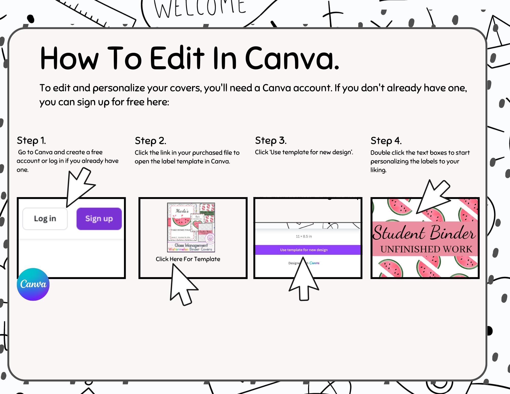 Teacher and Student Binder Covers Watermelon Theme Editable in CANVA ...