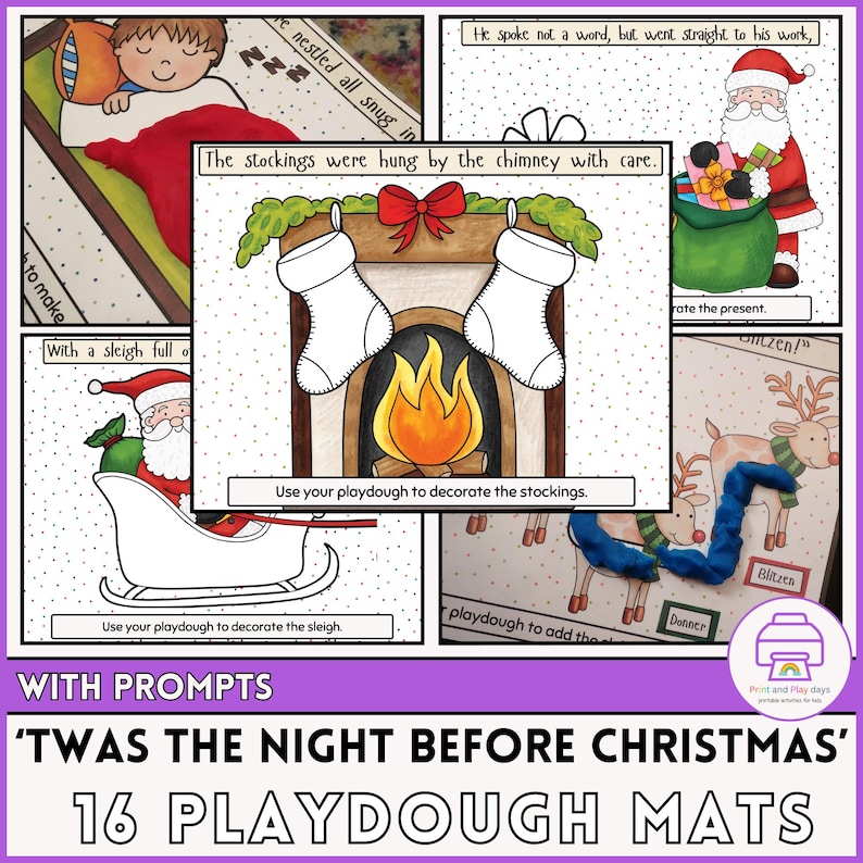 Christmas Playdough Mats | Twas the Night Before Christmas Activity for ...