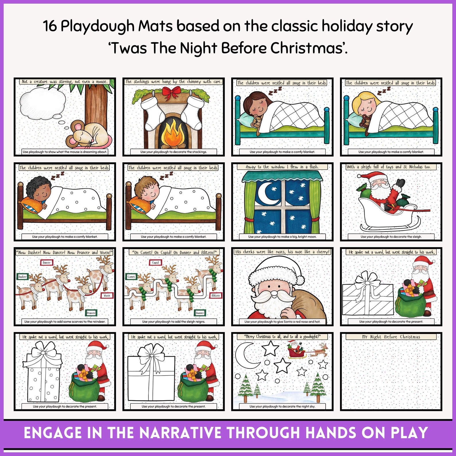 Christmas Playdough Mats | Twas the Night Before Christmas Activity for ...