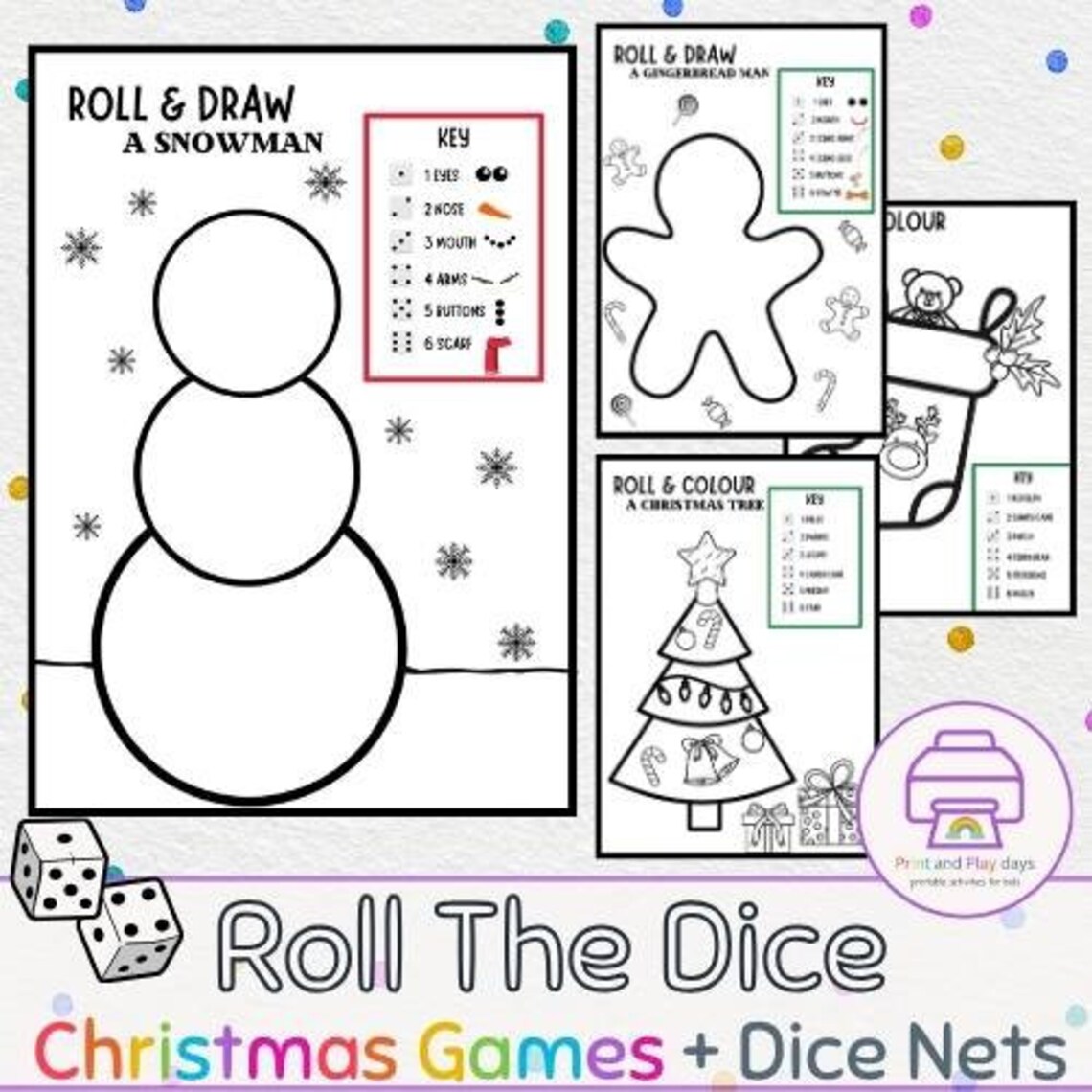 Roll the Dice Christmas Games | Make A Dice | Gingerbread, Snowman ...