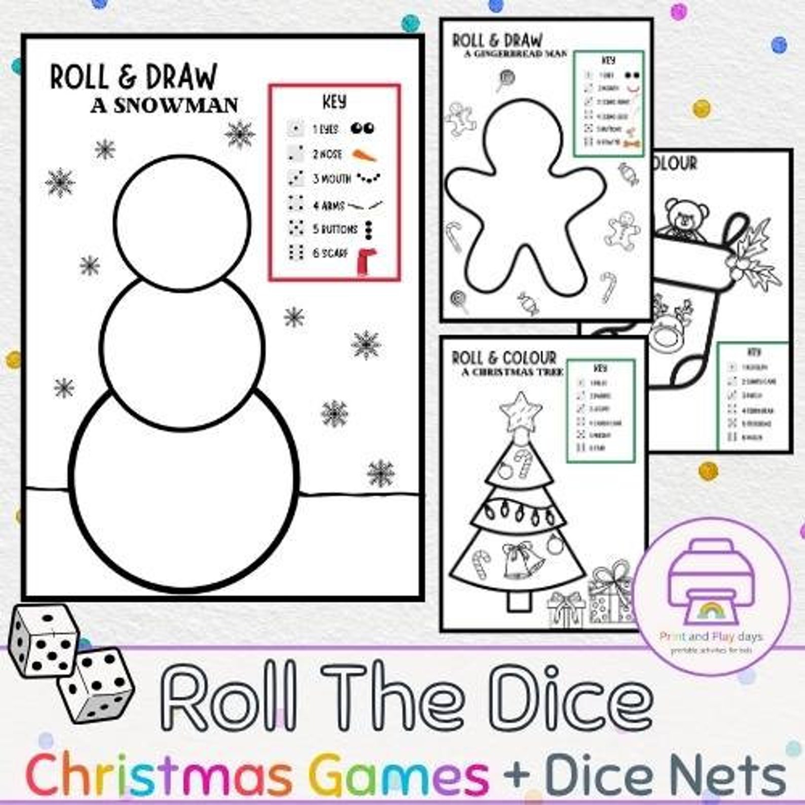 Roll the Dice Christmas Games | Make A Dice | Gingerbread, Snowman ...