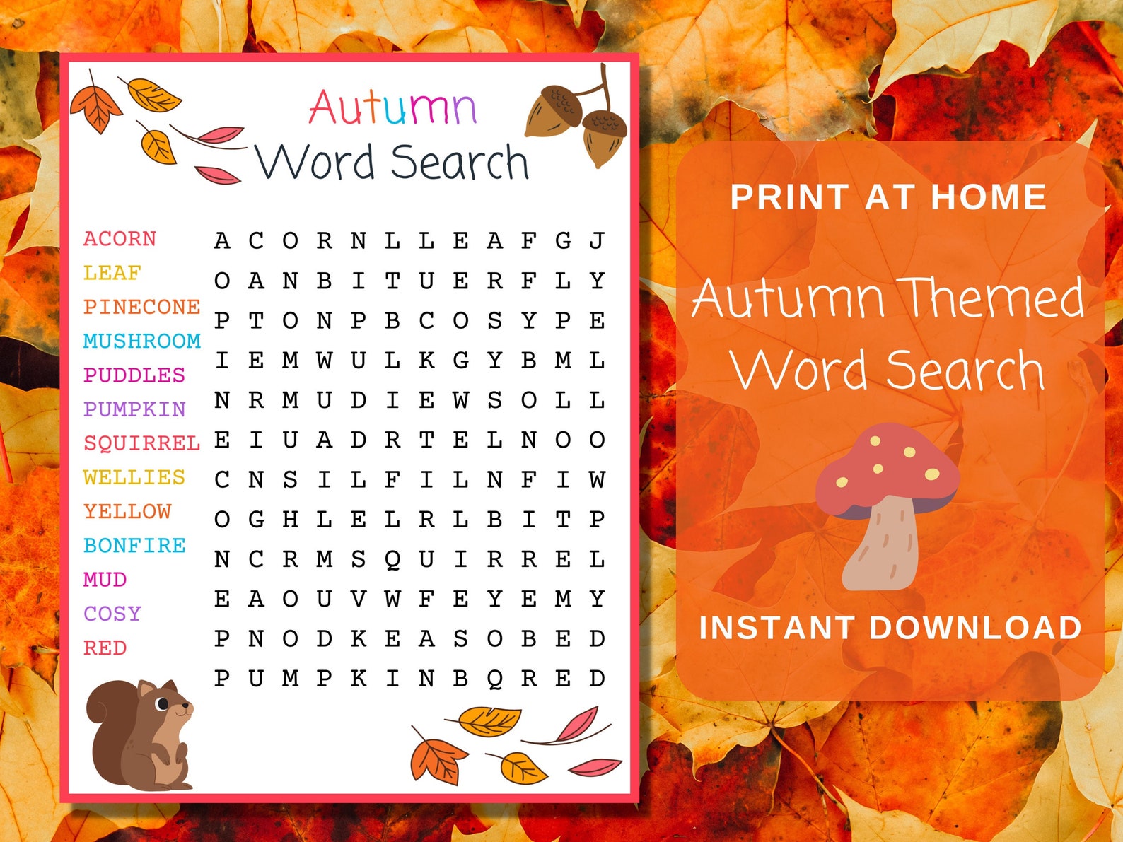 Autumn Themed Word Search for Kids | Autumn Activities for Kids ...