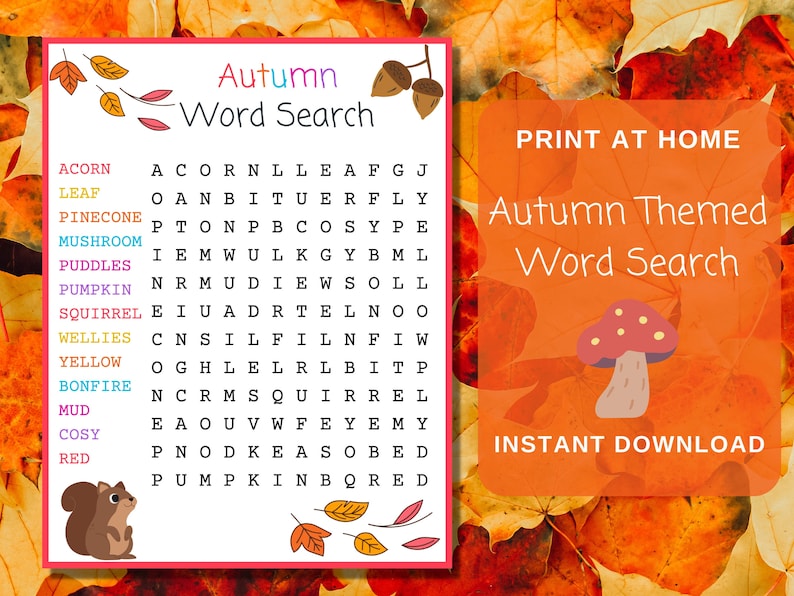 Autumn Themed Word Search for Kids | Autumn Activities for Kids ...