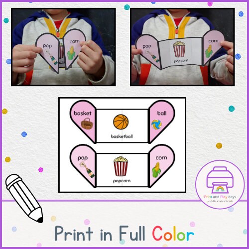 Valentine Heart Compound Words Activity | Homeschool Printable ...