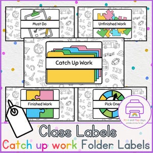 Catch up Work Folder Labels for Classroom Management - Etsy
