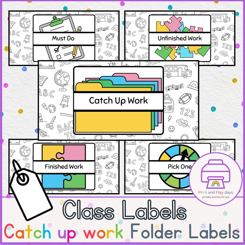 Catch up Work Folder Labels for Classroom Management - Etsy