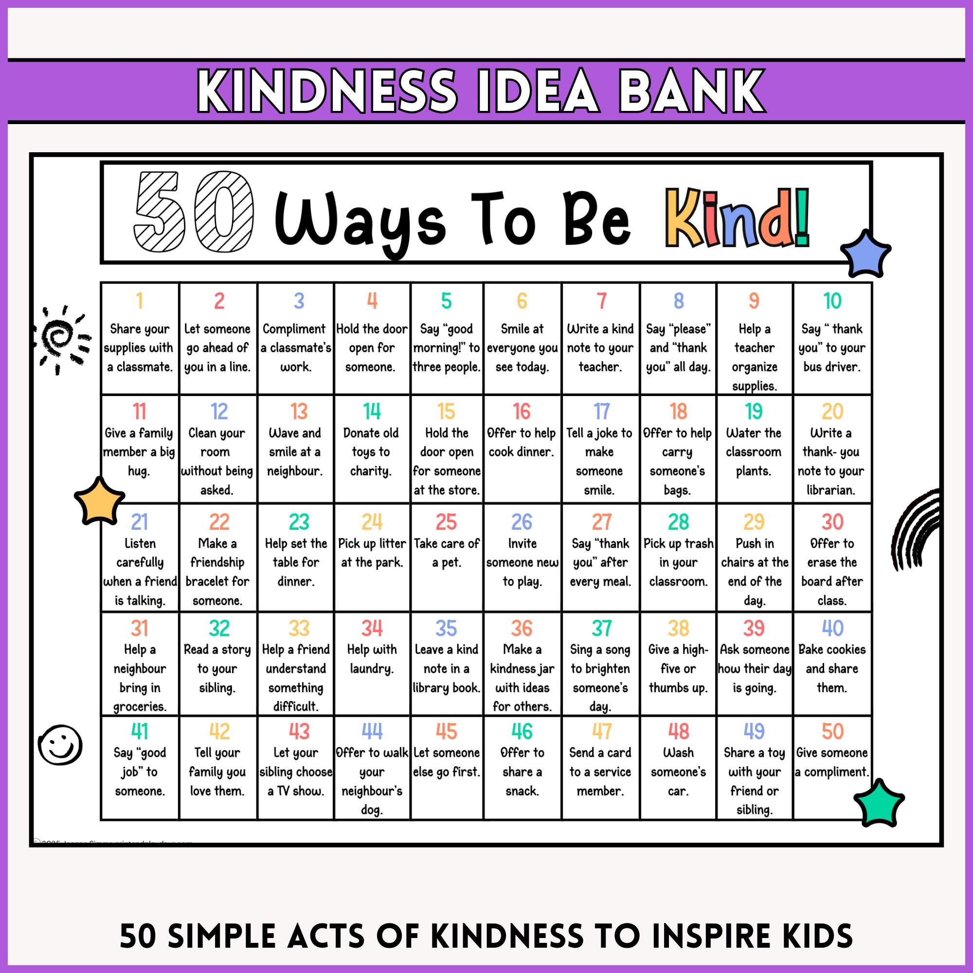 Acts of Kindness Challenge for Kids | Random Acts of Kindness Activity ...