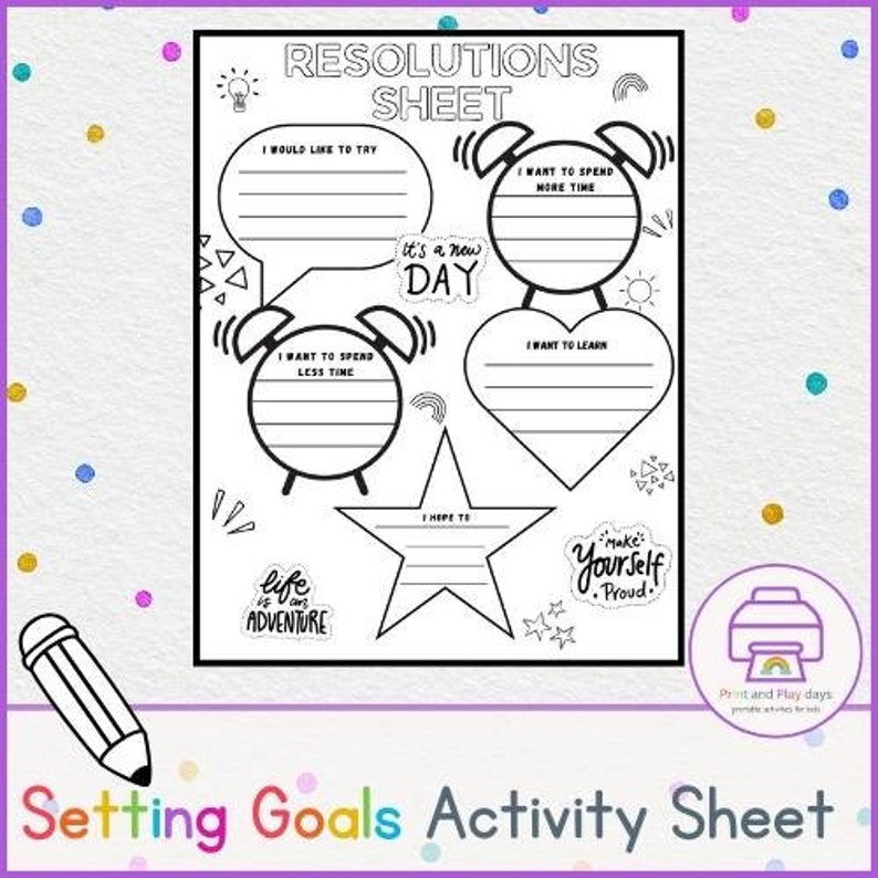 2025 New Year Resolution Activities for Kids | Goal/aspiration Planning ...