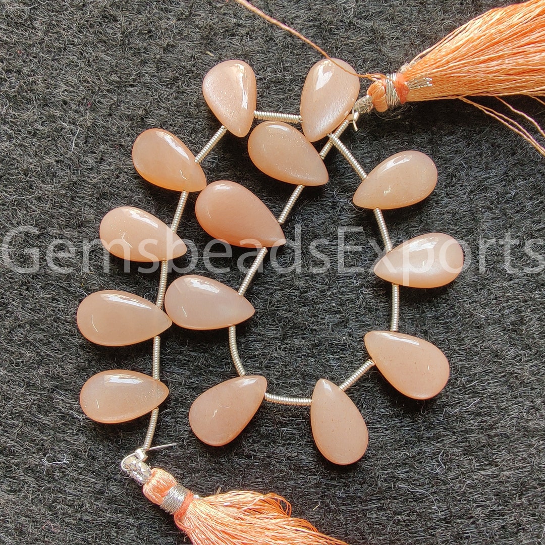15.50-17.00 MM | Smooth & Plain Pear Cut Gems, Natural Peach Moonstone ...