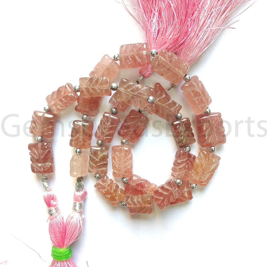 Carving Rectangle Cut Stone, Smooth Leaf Shape Gems Beads, Red ...