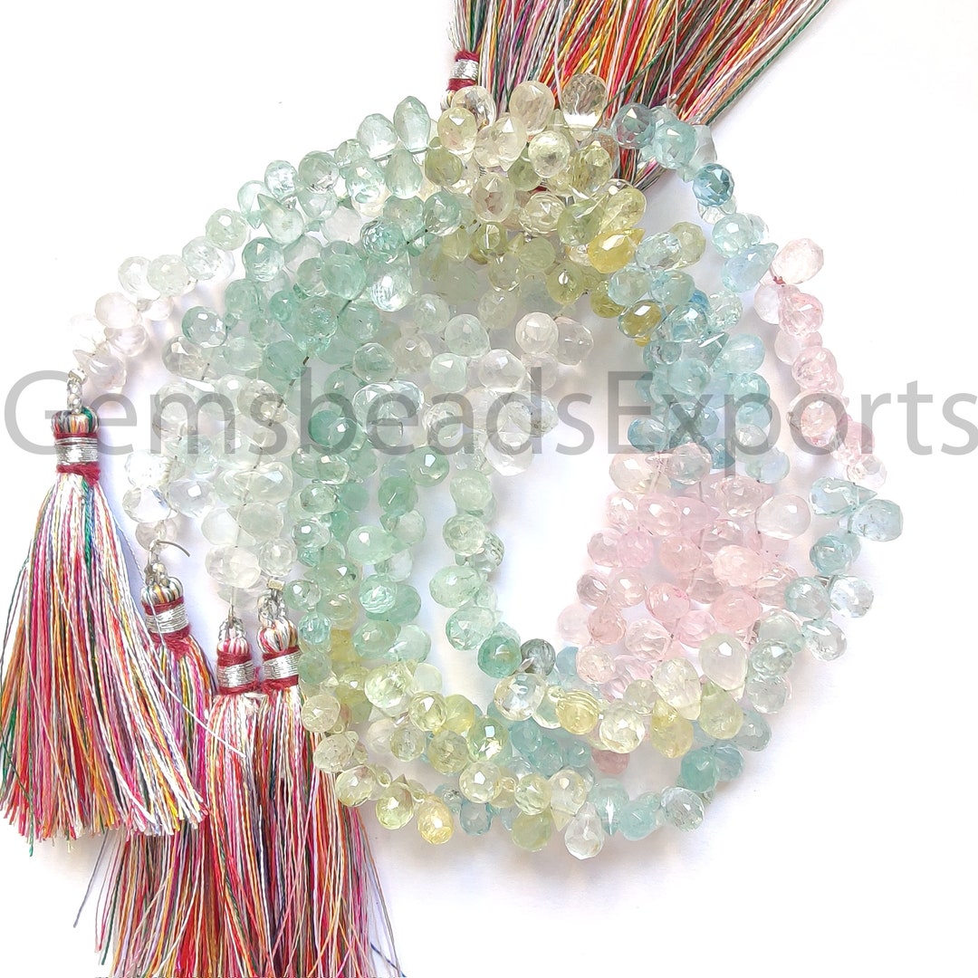 Multi Aquamarine Drop Shape Beads | AAA+ Beautiful Aquamarine Beads ...