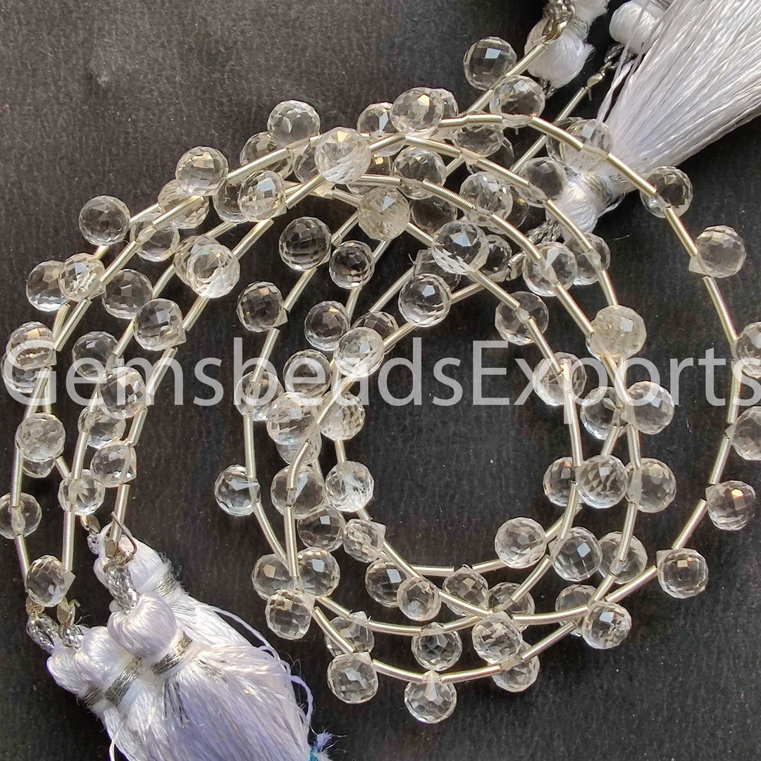 24 Pcs Crystal Quartz Onion Shape Beads Briolette Faceted Onion Cut ...