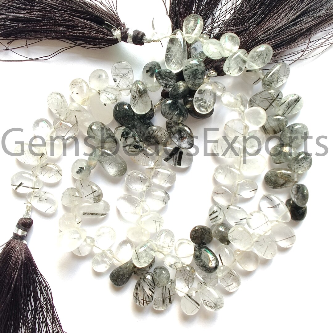 Smooth & Plain Pear Cut Stone, Natural Black Rutile Gemstone, AAA ...