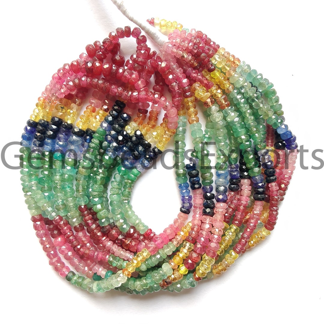 Briolette Faceted Rondelle Cut Beads AAA Beautiful Ruby Emerald ...