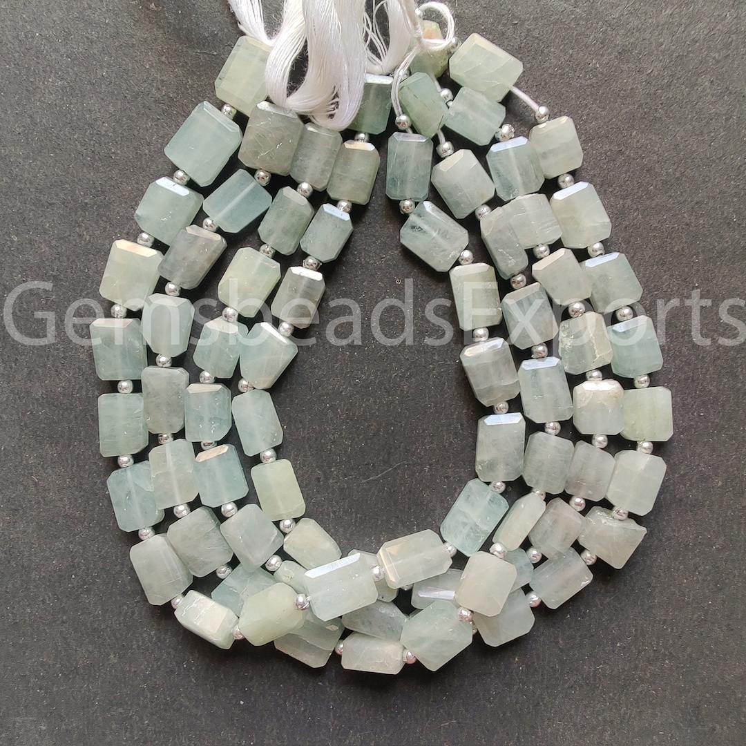 Moss Aqua Faceted Tumble Shape Beads, AAA Beautiful Moss Aqua Beads ...
