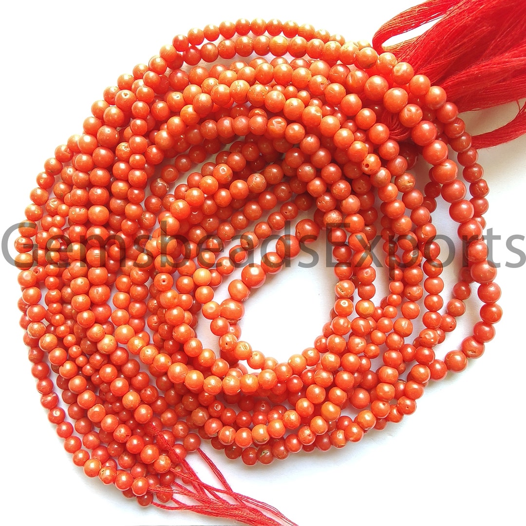 3.90-4.10 MM | Red Coral Plain Round Cut Stone, AAA Beautiful Red Carol ...
