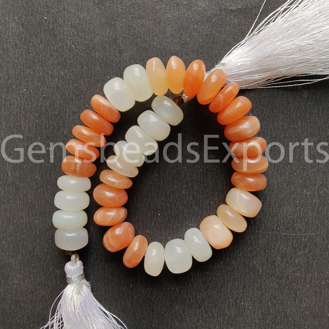 37 Pcs, Multi Shaded Moonstone Beads, Plain Rondelle Shape Beads ...