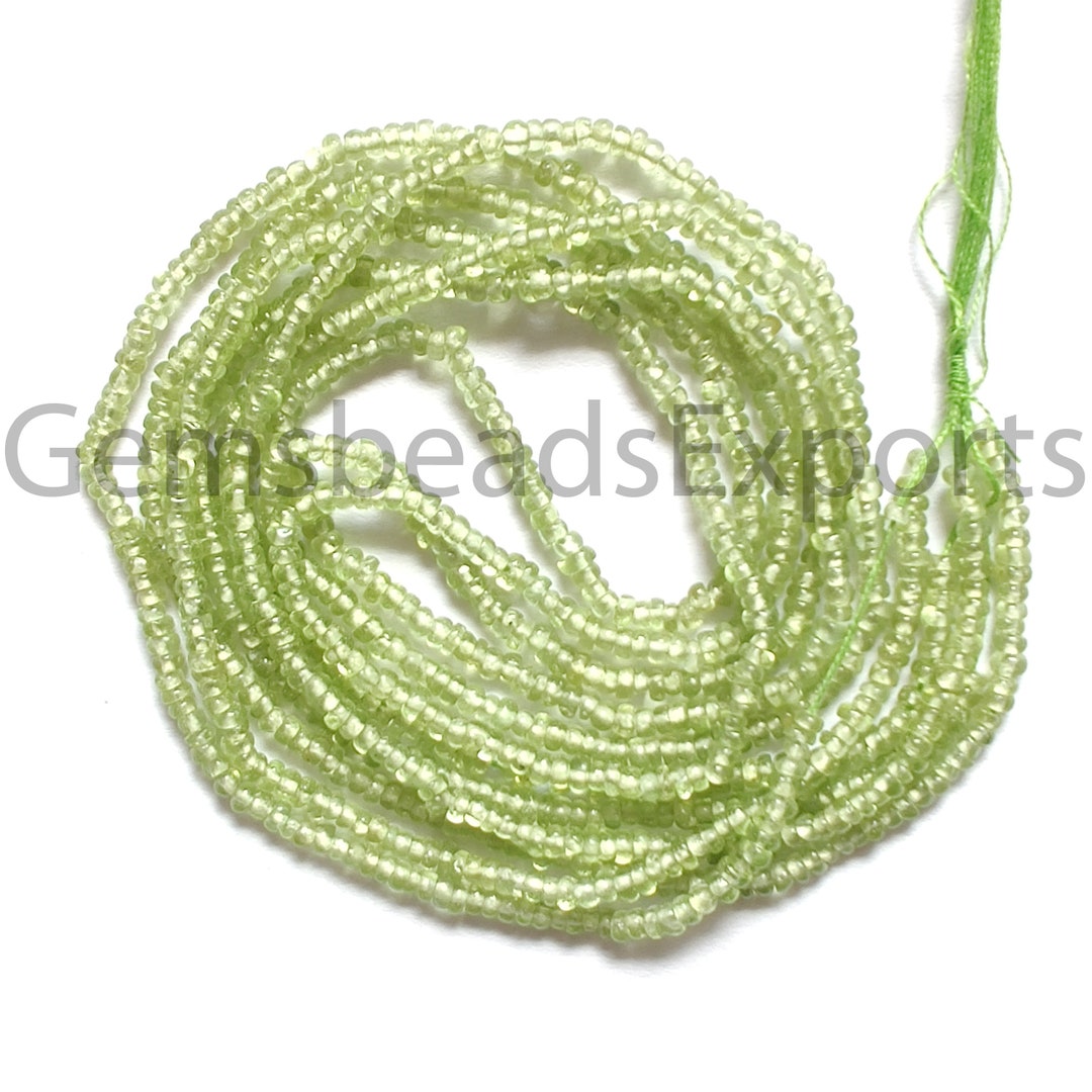 Peridot Plain Rondelle Shape Beads Natural Smooth & Plain Peridot ...